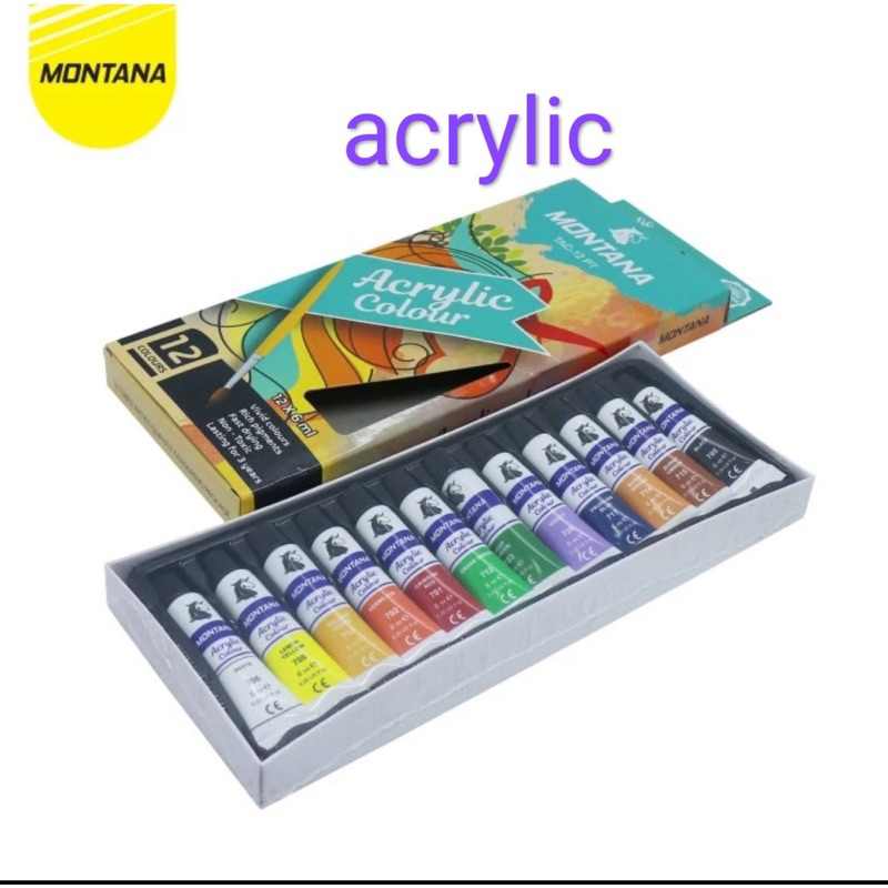 Jual Cat Acrylic 12 Warna 6ML Montana - Cat akrilik | Shopee Indonesia