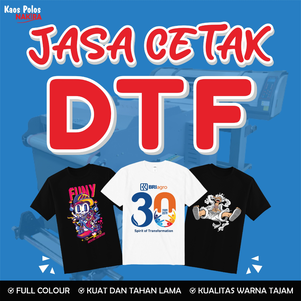 Jual Jasa Cetak Print Sablon Kaos DTF Ukuran A4 A3 1/2 meter | Shopee Indonesia