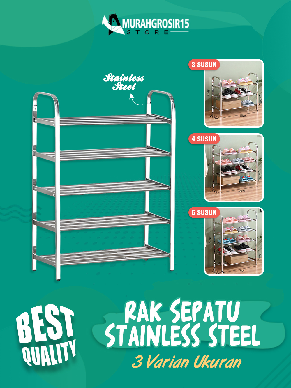 Jual GE-9 Rak Sepatu Stainless Steel Multifungsi Rak Susun Rak Sandal ...