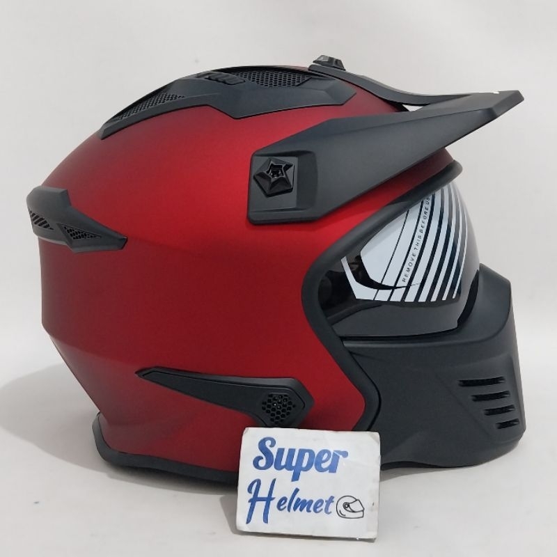 Jual Helm JPX MX 726R Polos solid maroon doff (ongkir 2 kg) | Shopee Indonesia