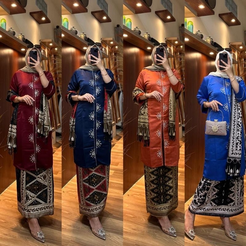 Jual Stelan tunik bridal payet full/set batik tanah liek/tanah liat ...