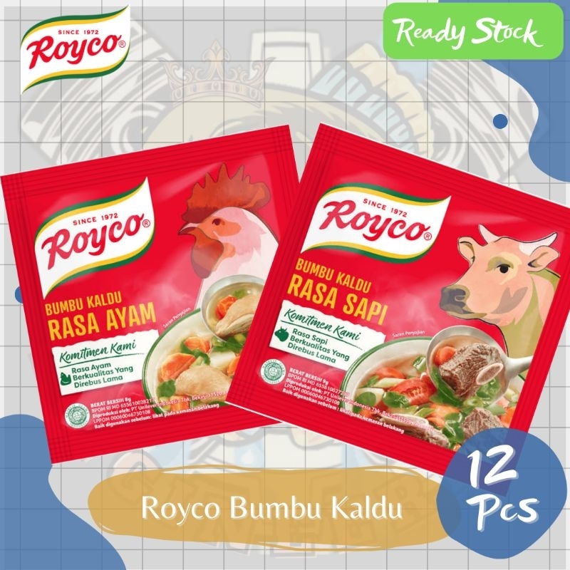Jual Royco Penyedap Rasa/Bumbu Kaldu Ayam & Sapi 9gr Renceng 12 Sachet ...