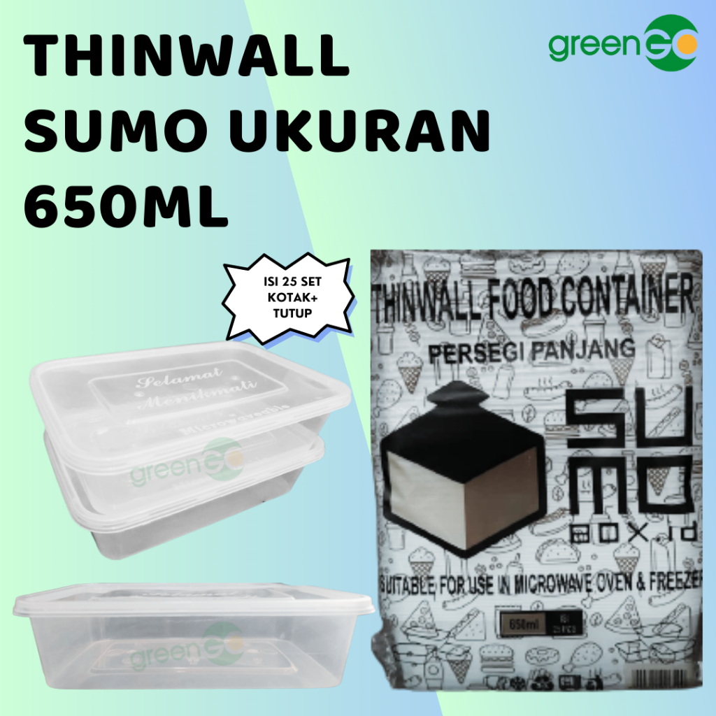 Jual THINWALL SUMO 650ML PERSEGI PANJANG ISI 25 SET THINWALL KOTAK MAKAN PERSEGI THINWALL BENING ...