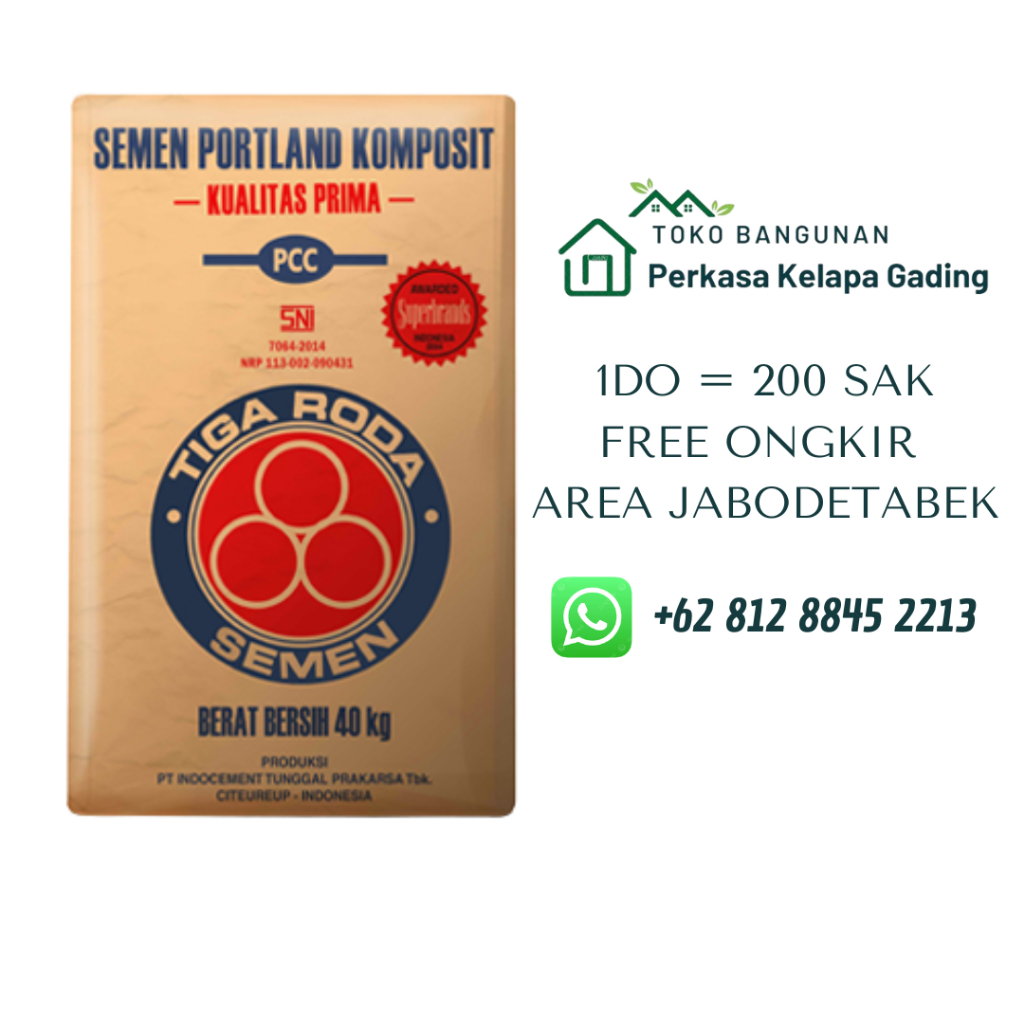 Jual SEMEN TIGA RODA 40KG 1DO 200SAK AREA JABODETABEK FREE ONGKIR ...