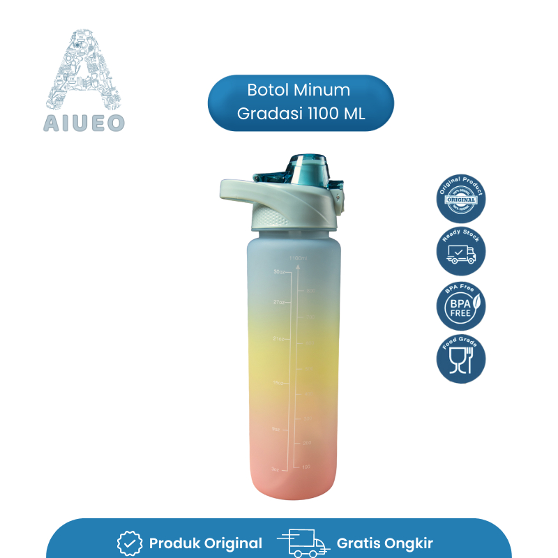 Jual [Gratis Stiker] • Botol Minum Literan 1,1L Botol Minum Sport ...