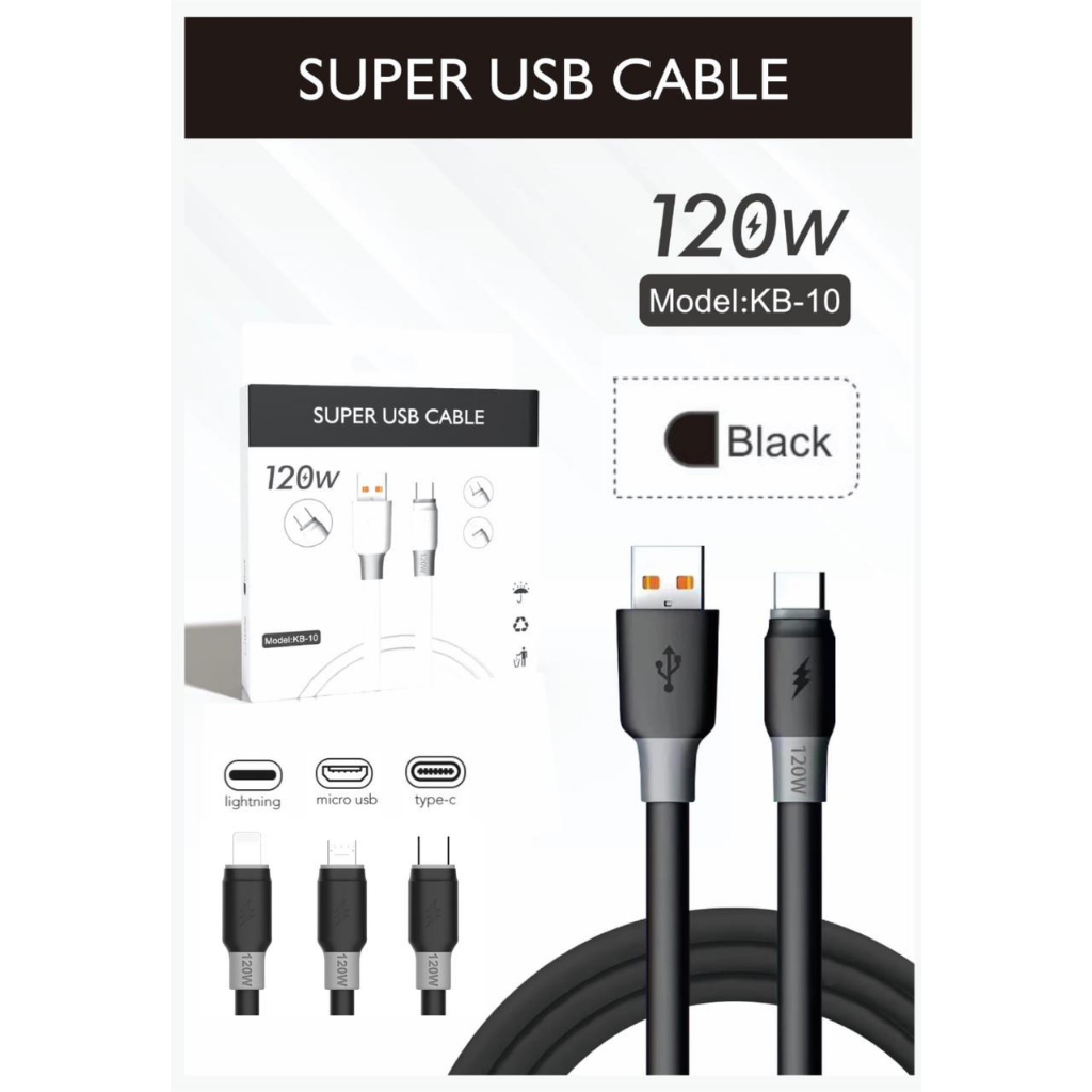 Jual Kabel Data Charger 120W KB10 Cable Casan Handphone USB Cas Hape ...