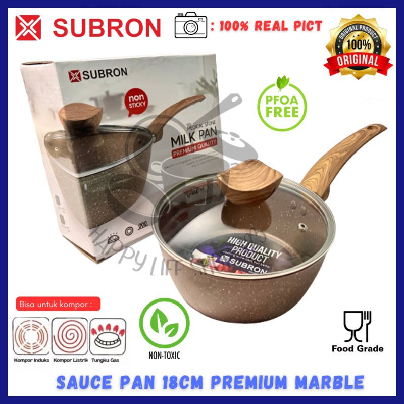 Jual SUBRON Sauce Pan 18cm Granite Marble / Panci Susu 18cm + Tutup ...