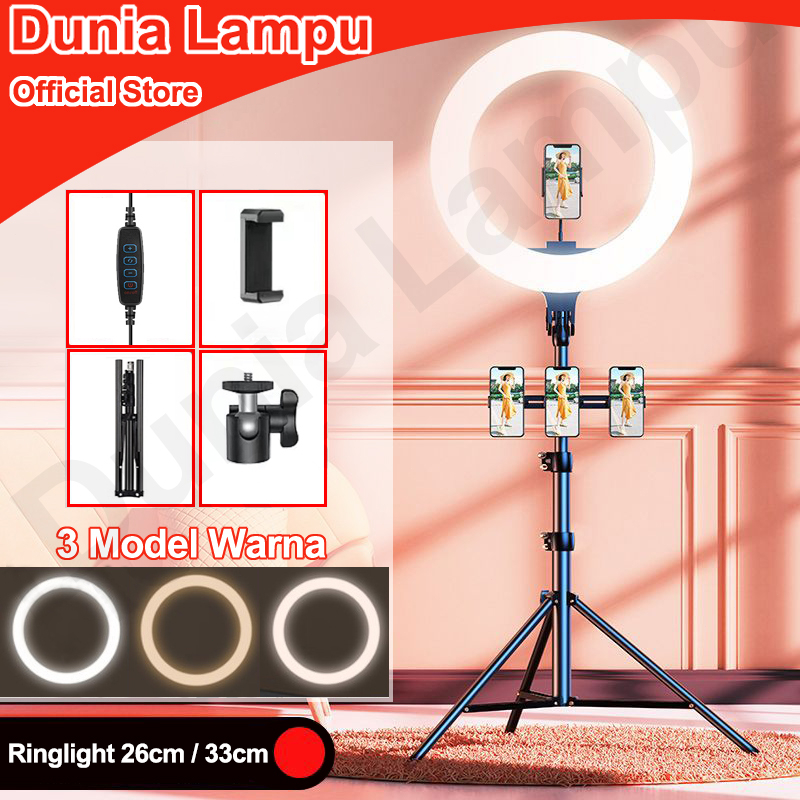 Jual Dunia Lampu RingLight Ring Light 26cm + Light Stand Tripod 2.1Meter Make up VLOG /LIVE ...