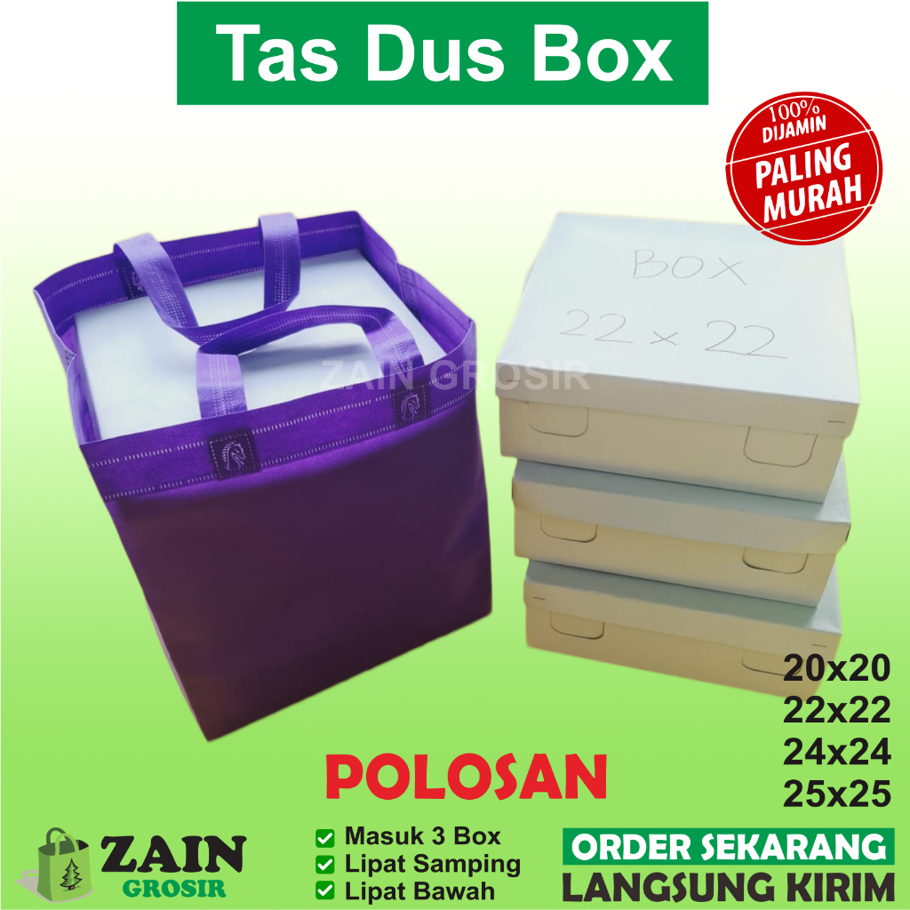 Jual Tas box dus 22x22 / 25x25 kotak nasi kantong souvenir spunbond ...