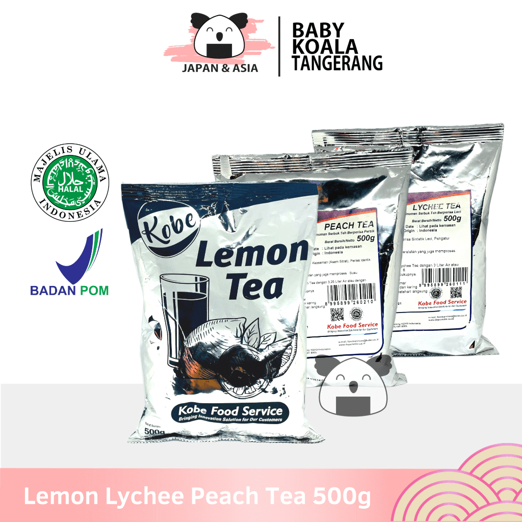Jual KOBE Lemon Lychee Peach Tea 500 g Halal | Teh Bubuk Lemon Tea ...