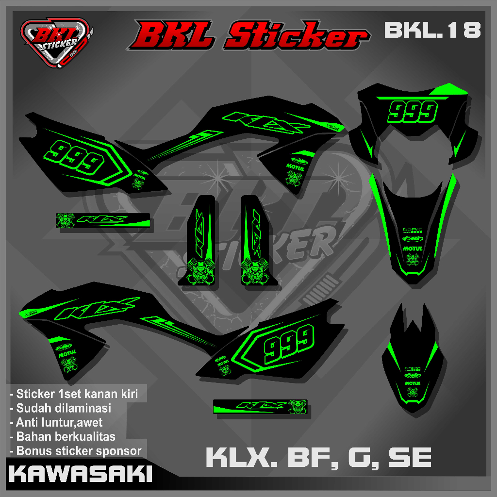 Jual Stiker Striping Variasi Lis KLX BF, G, SE.Semi Full Body Desain ...