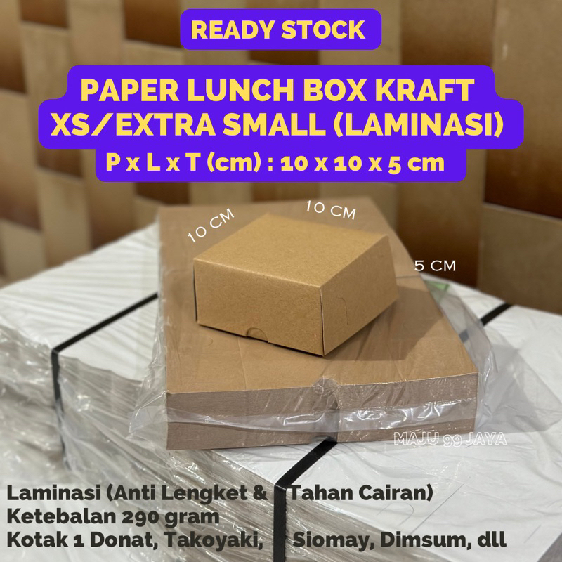Jual Paper Lunch Box Kotak Makan Ukuran 10x10x5 cm (Lunchbox XS/Extra ...
