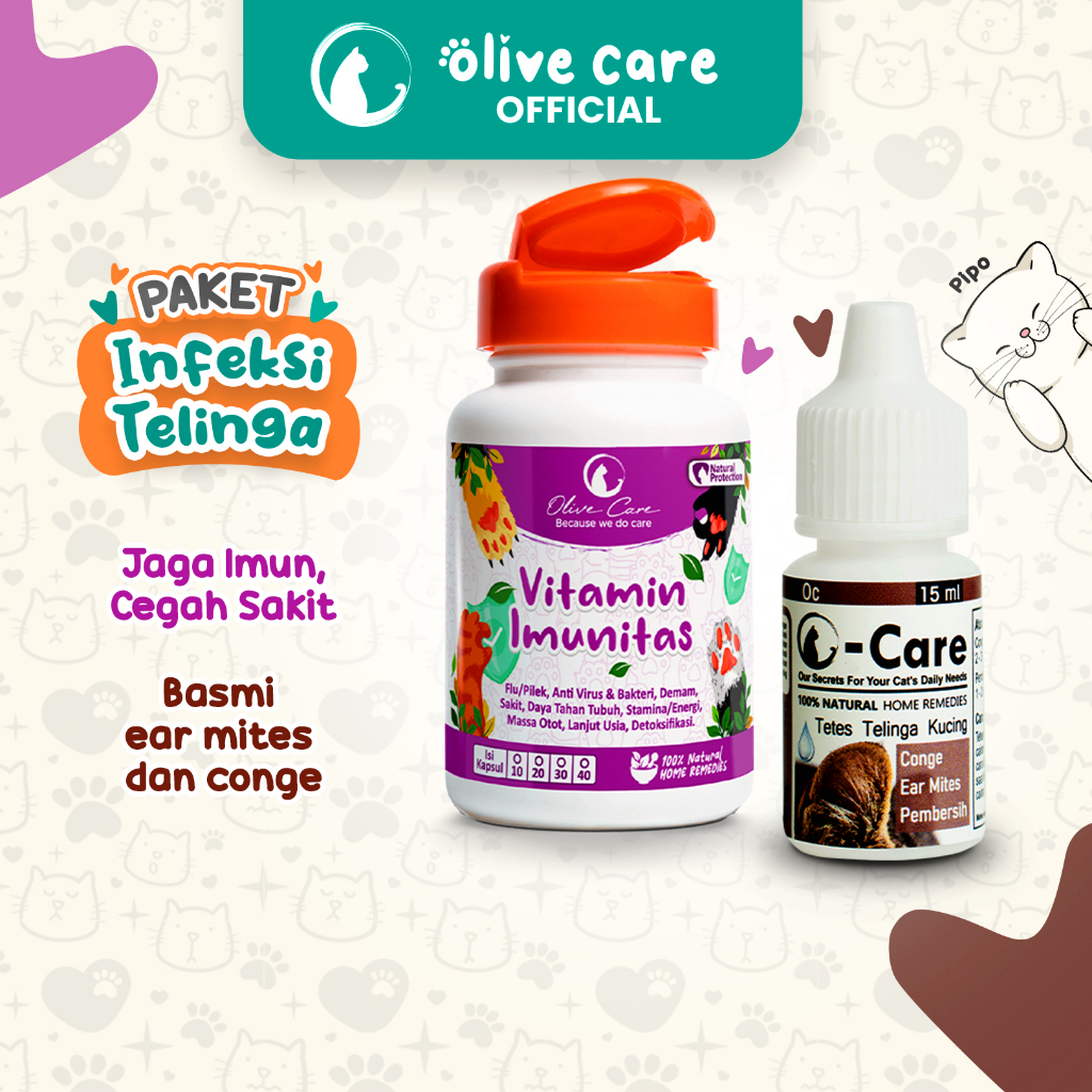 Jual Olive Care Vitamin Kucing Paket RADANG & INFEKSI TELINGA untuk ...