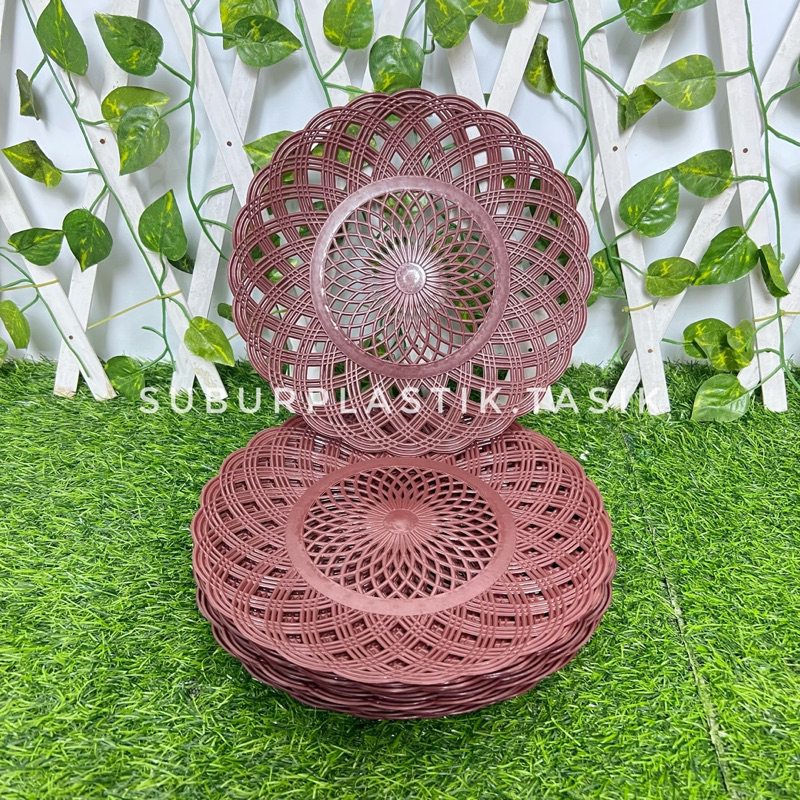 Jual [isi 12pcs] Piring Anyam Rotan Plastik / Piring Makan Cokelat / Piring PlastiK | Shopee ...