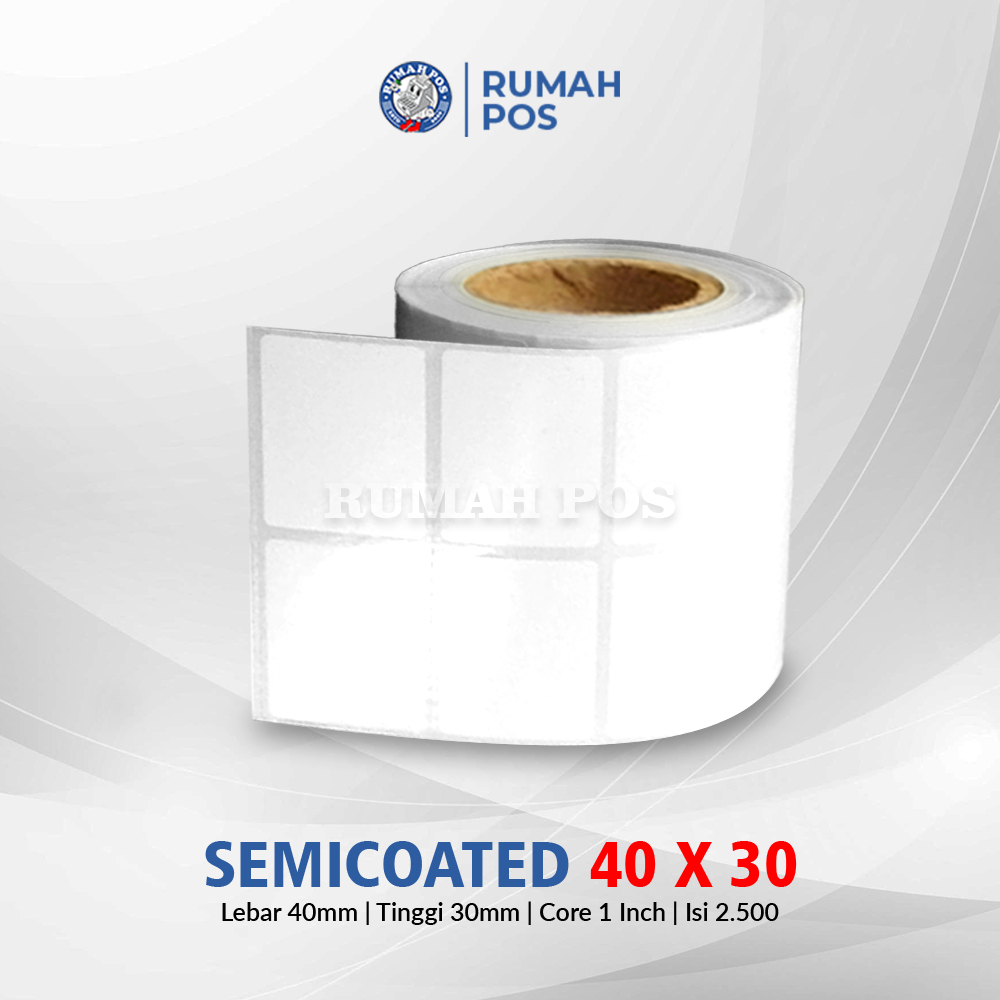 Jual Label Barcode 40 X 30 Kertas Sticker SEMICOATED 40x30 Core Besar 3 ...