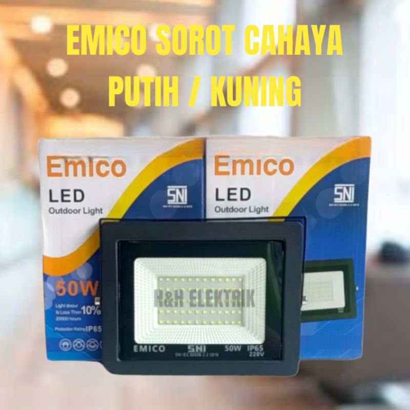 Jual EMICO Lampu Tembak / Lampu Sorot Led 50w 50 Watt Cahaya Putih Cahaya Kuning | Shopee Indonesia