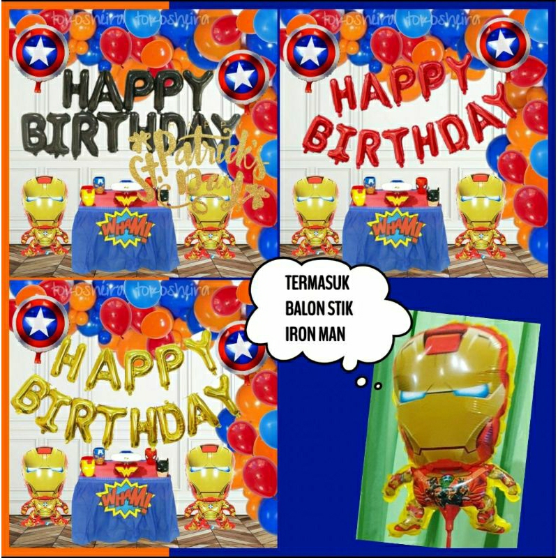 Jual Paket Ulang Tahun Balon Iron Man Happy Birthday Set Dekorasi Balon ...