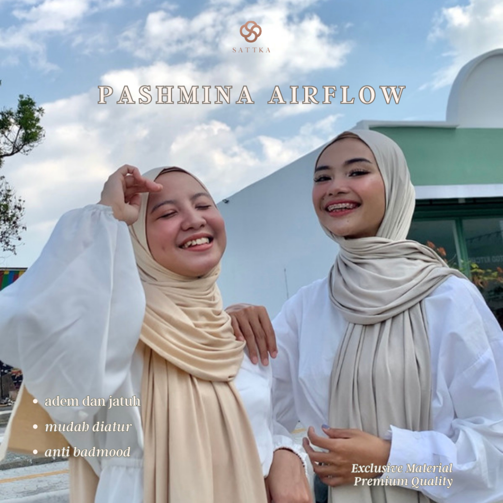 Jual Pashmina Airflow Premium Sattka / Adem Lentur Ringan | Shopee Indonesia