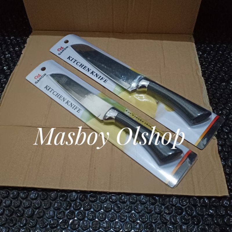 Jual Pisau Dapur Stainless Steel Gagang Hitam GANOM Kitchen Knife Tajam ...