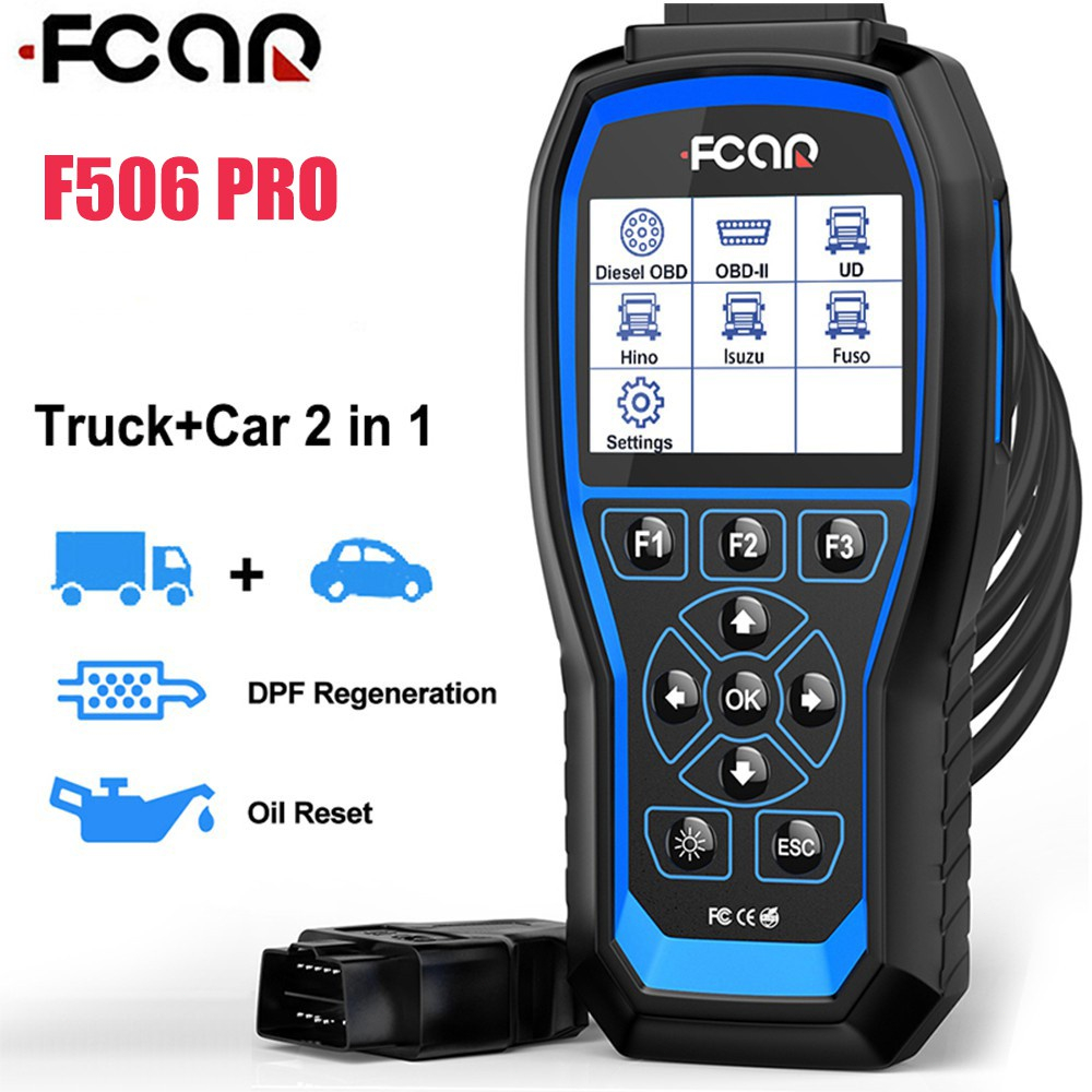 Jual FCAR F506 PRO 2in1 12V & 24V Heavy Trucks OBD2 Scanner HOBD For ...