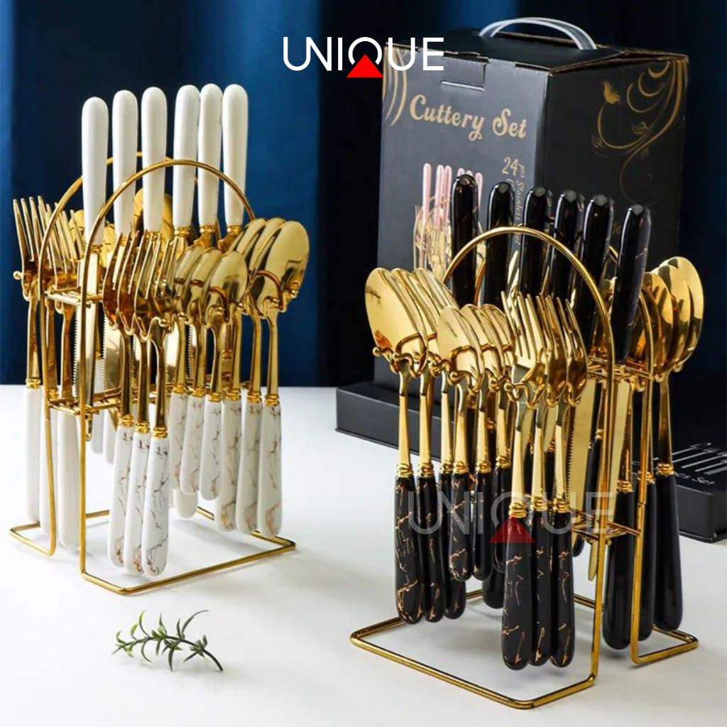 Jual UNIQUE Peralatan Makan Sendok Set Keramik / Sendok Set Marble ...