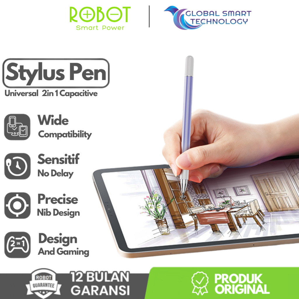 Jual ROBOT RSP01 Universal 2 in 1 Capacitive Stylus Pen for Mobile and ...