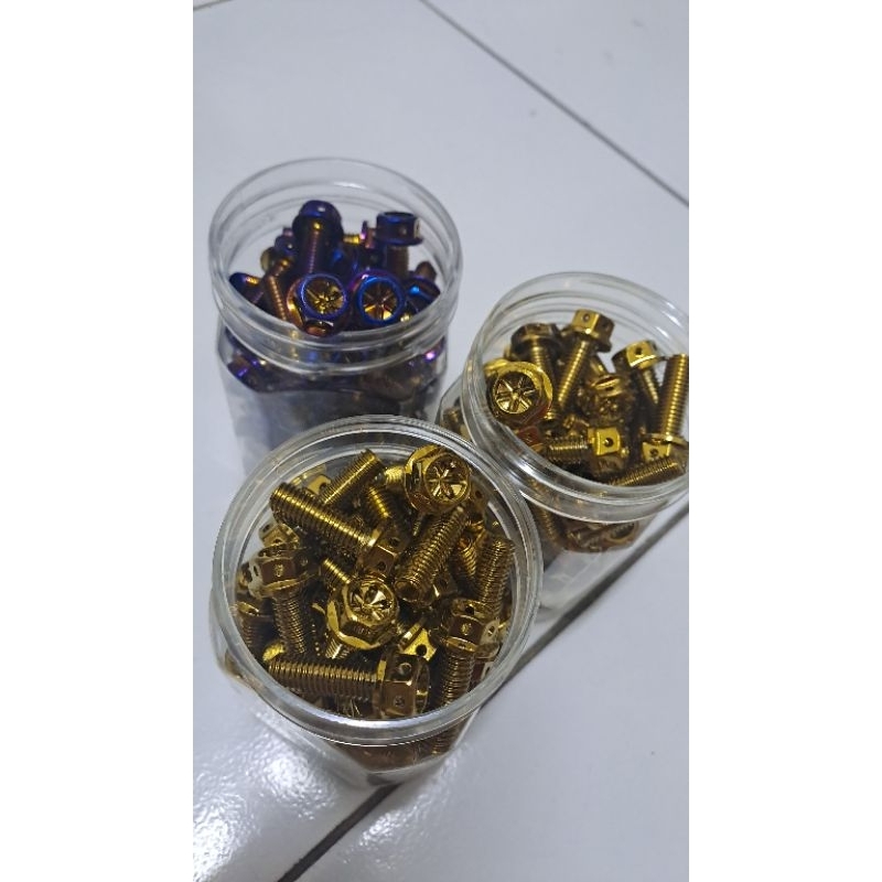 Jual baut probolt flower gold 2tone HENG 10x25 drat 14 panjang 2,5cm 25mm | Shopee Indonesia