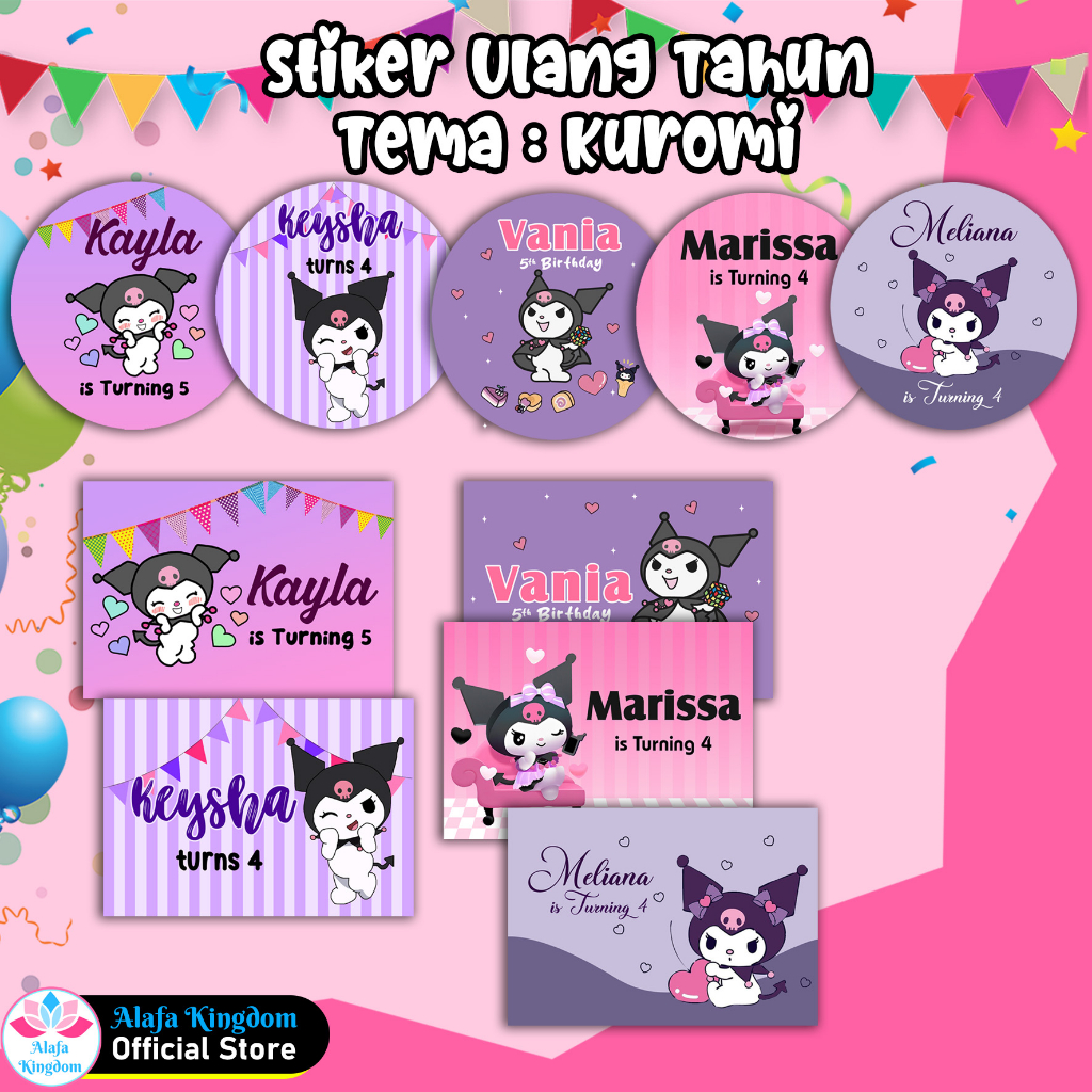Jual Alafakingdom Stiker Label Ulang Tahun Birthday Ultah Kuromi Custom ...