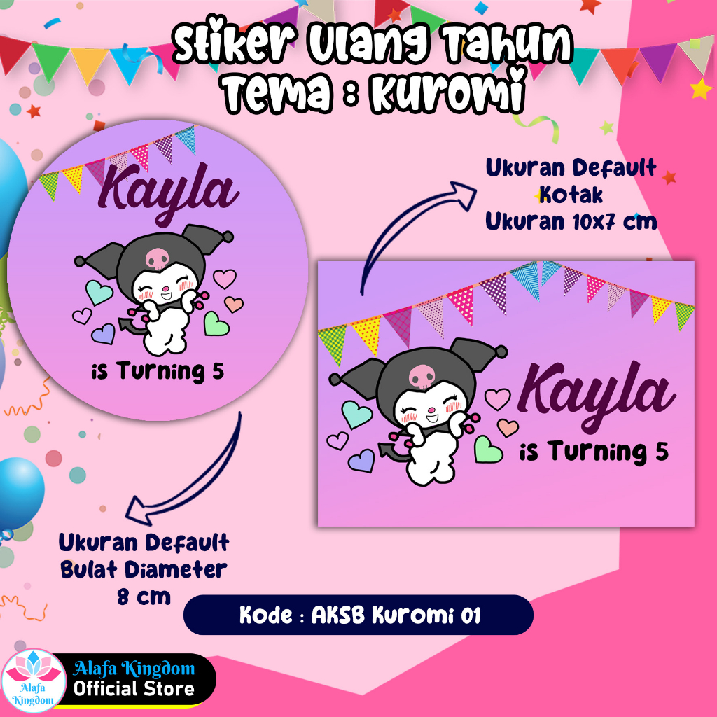 Jual Alafakingdom Stiker Label Ulang Tahun Birthday Ultah Kuromi Custom ...