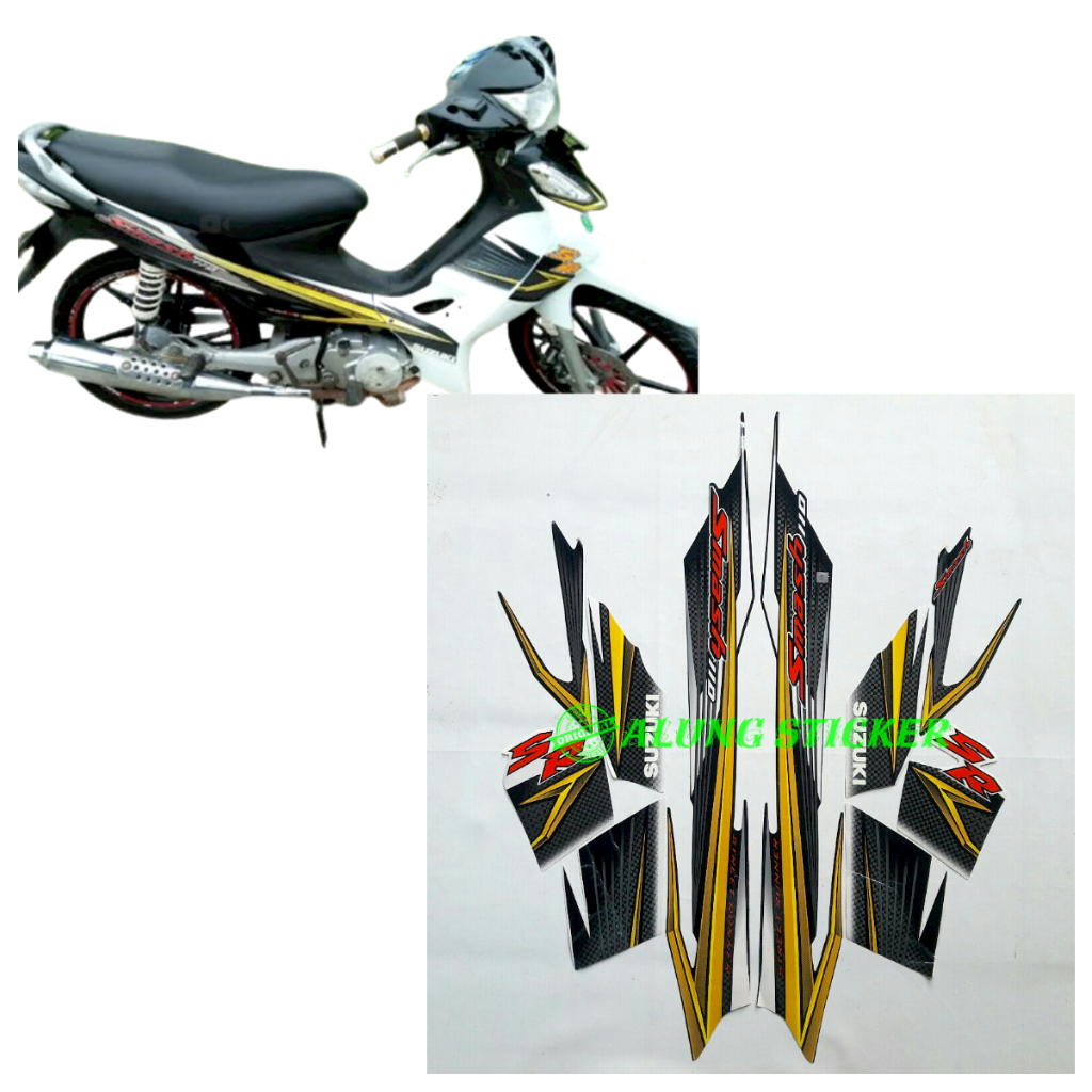 Jual STIKER STRIPING LIS LES BODY MOTOR SUZUKI SMASH SR 110 2007 HITAM ...