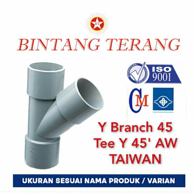 Jual Tee Y 45 AW 3 x 2 / Tee Way TY 45' derajat AW / Y Branch | Shopee ...