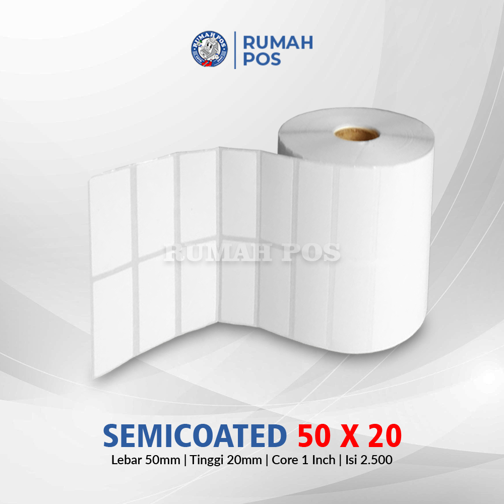 Jual Kertas Label SEMICOATED 50 X 20 Stiker Barcode 2 Line Isi 5000 pcs 50X20 | Shopee Indonesia