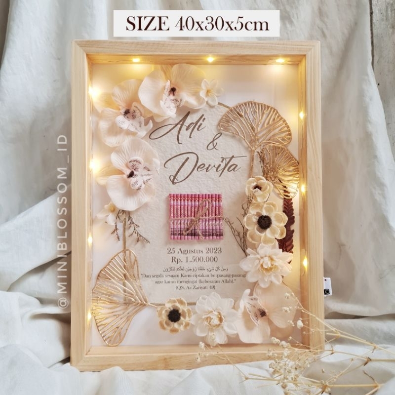 Jual Bingkai Mahar Rustic Dried Flower Bunga Kering / Mahar Pernikahan ...