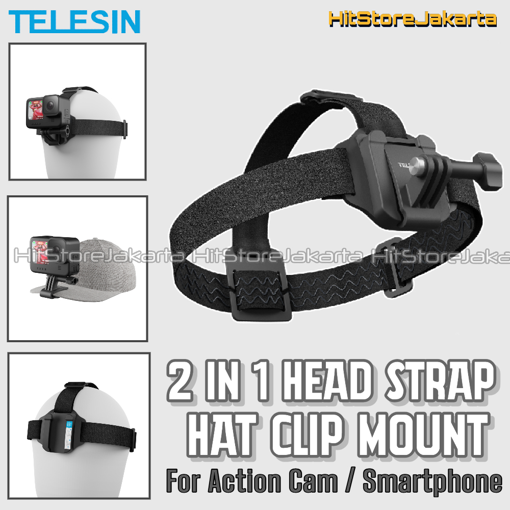 Jual Telesin 2 in 1 Head Strap Hat Clip Mount For GoPro Insta360 Osmo ...