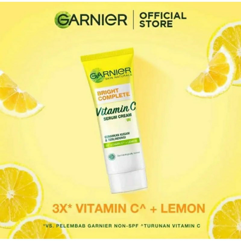 Jual Garnier Bright Complete Vitamin C Serum Cream UV 3x Vitamin C^+Lemon (20 mL) | Shopee Indonesia