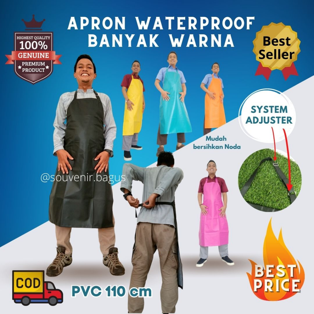 Jual Apron Celemek PVC Anti Air Waterproof cuci piring steam barista ...