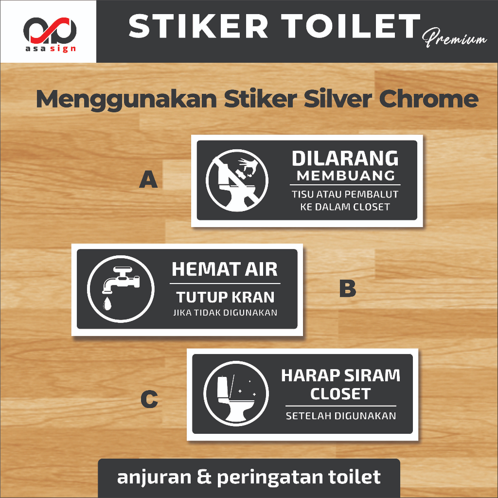 Jual Sticker TOILET Premium SILVER | Sticker Hemat Air | Shopee Indonesia
