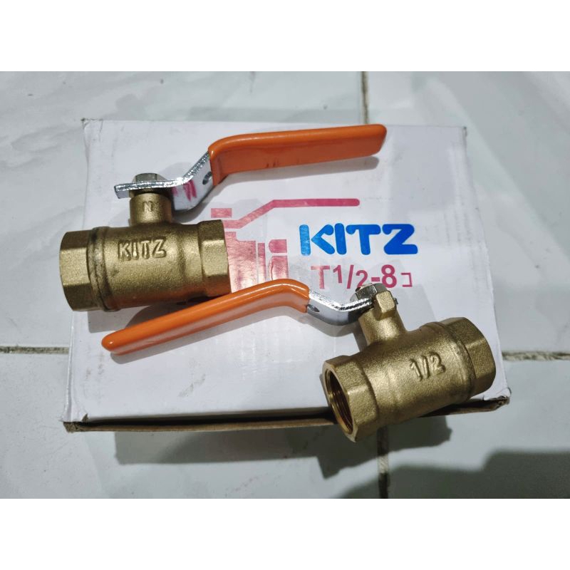 Jual Stop Kran Kuningan 1/2" 3/4" Kitz Full Brass / Ball valve Kuningan | Shopee Indonesia