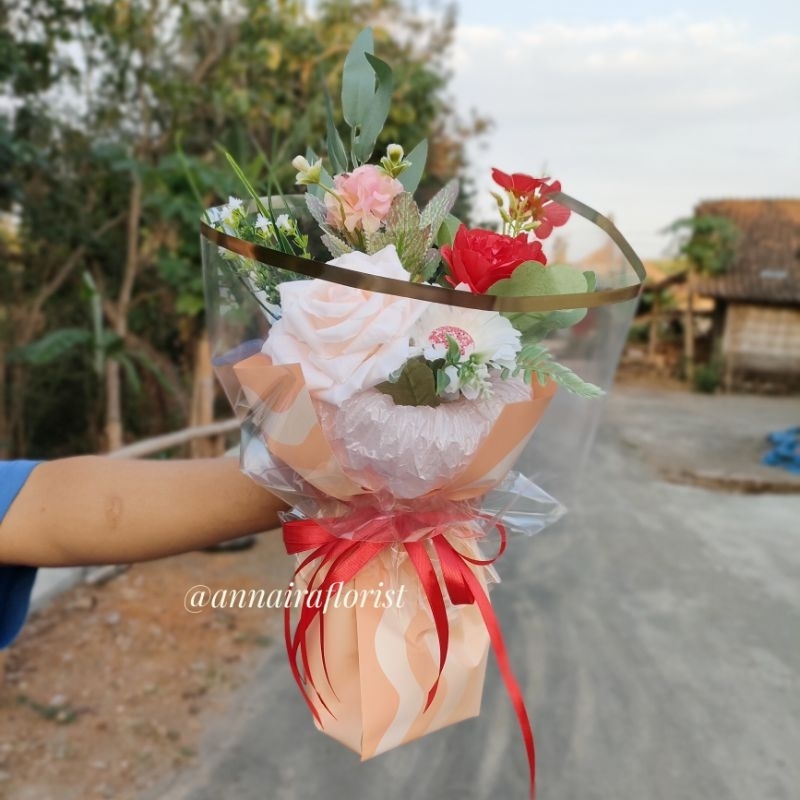 Jual buket bunga Korean style tinggi kurang lebih 30 cm | Shopee Indonesia