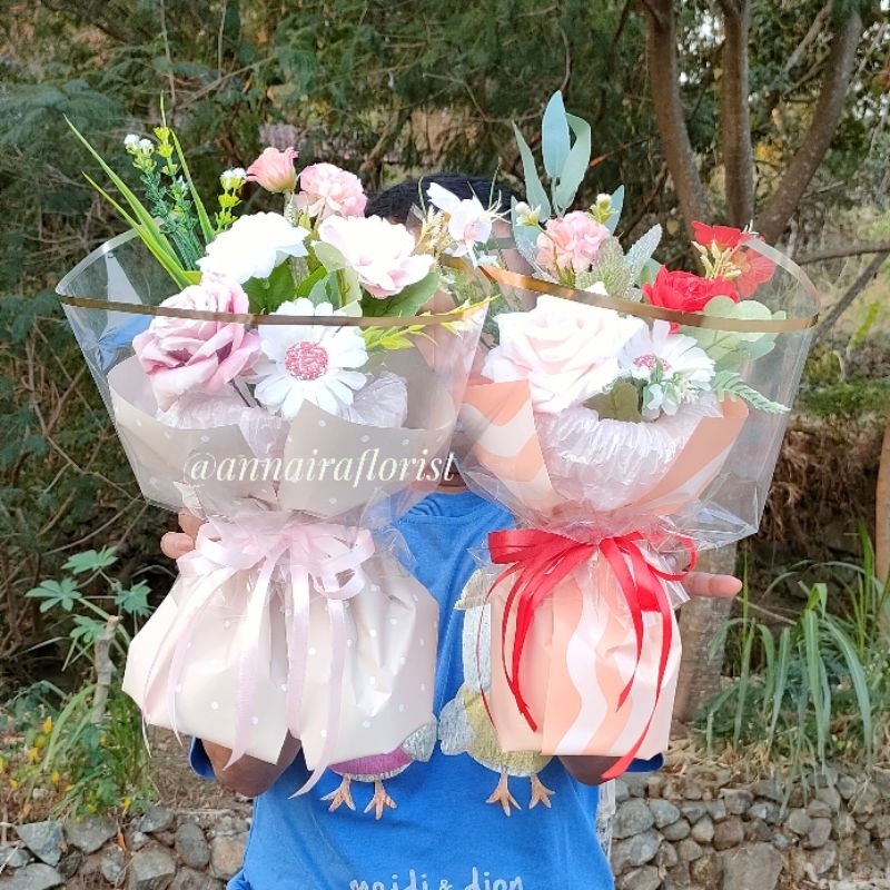 Jual buket bunga Korean style tinggi kurang lebih 30 cm | Shopee Indonesia