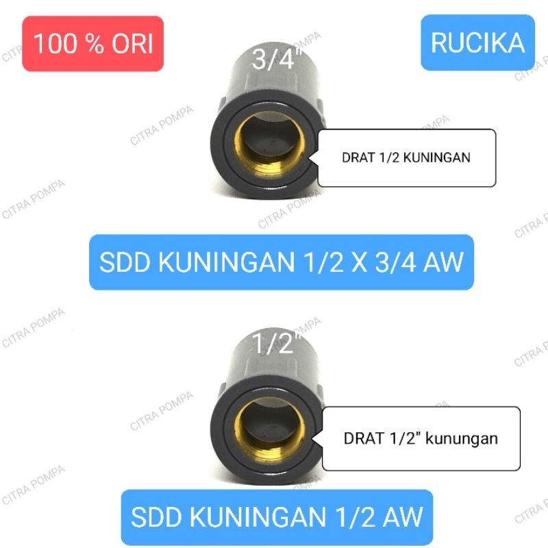 Jual RUCIKA SDD 1/2 AW kuningan /FAUCET SOCKET MI 1/2 X 3/4 AW / SOK ...