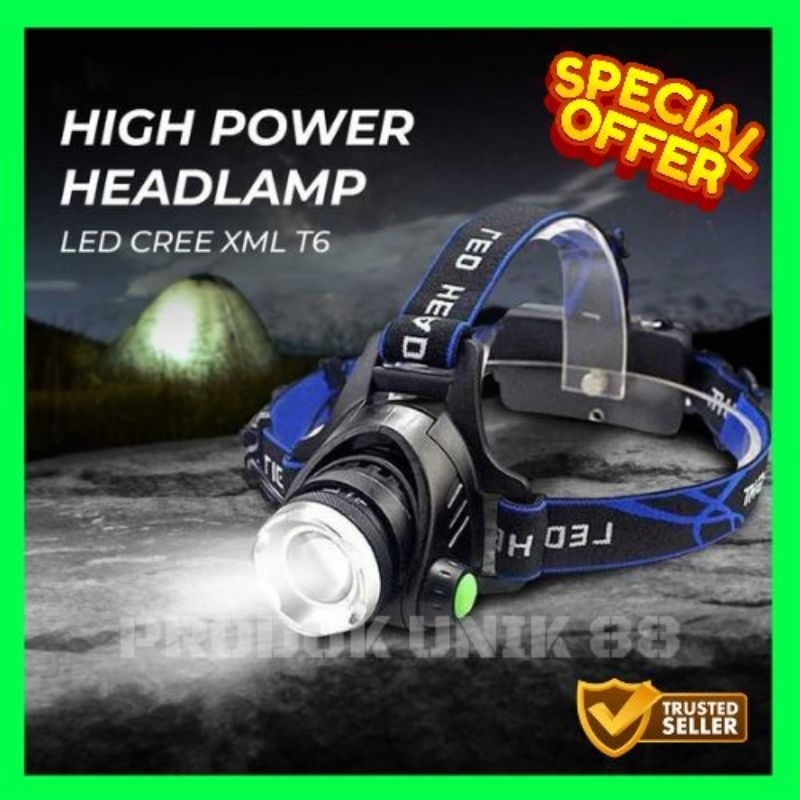Jual Senter Kepala High Power Headlamp LED Cree XML-T6 +Charger - 568D | Shopee Indonesia