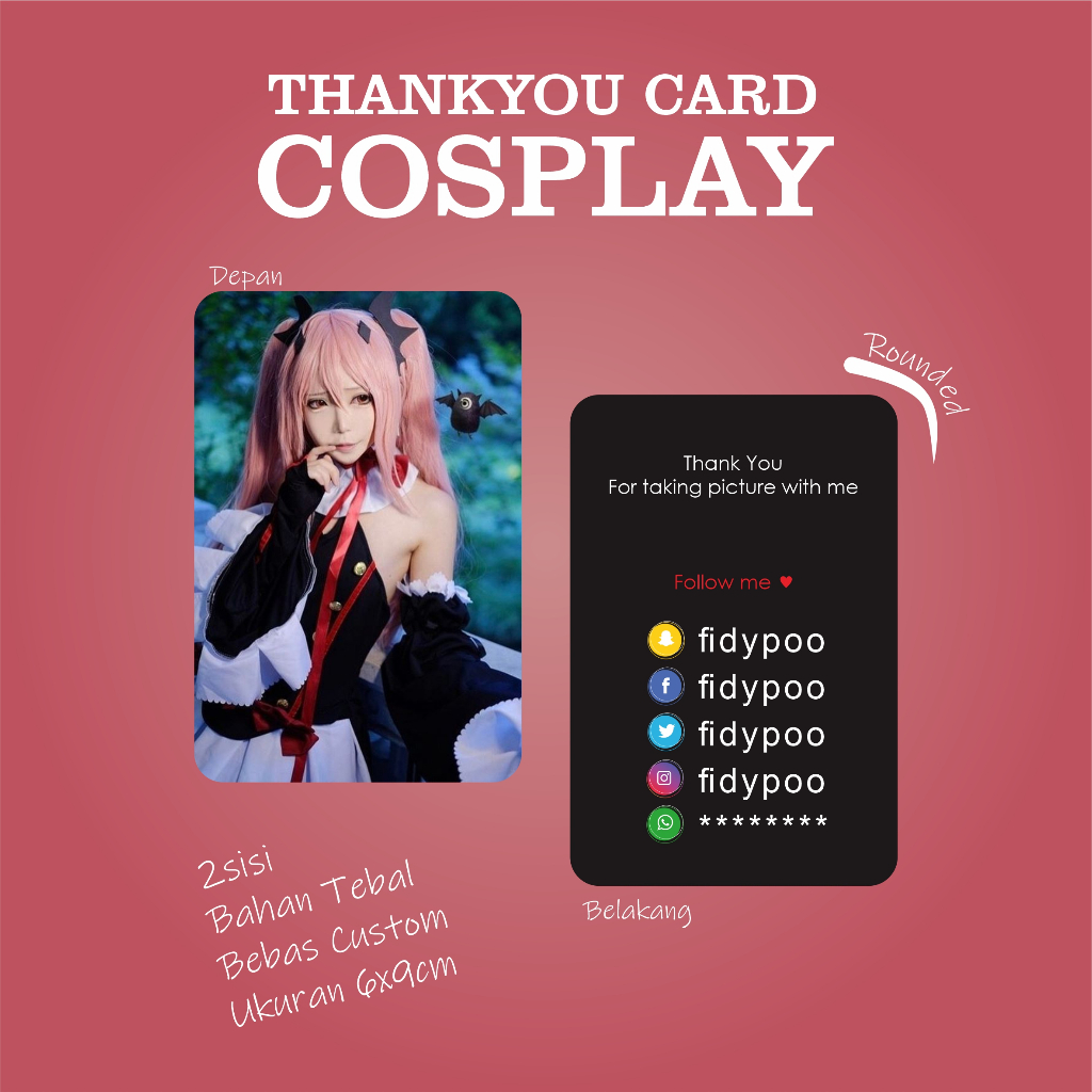 Jual COSPLAYER THANKYOU CARD // PHOTOCARD COSPLAY // THANKYOU CARD | Shopee Indonesia