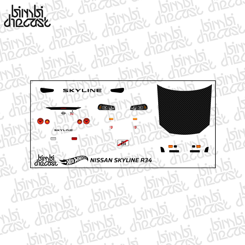 Jual Decal Hotwheels Nissan Skyline R34 Detailing Transparan | Shopee ...
