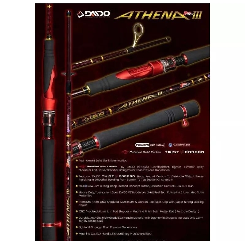Jual Joran Daido Athena III / 3 ProSeries 150 165 180 Full Guide Fuji O, Full Handle Eva ...