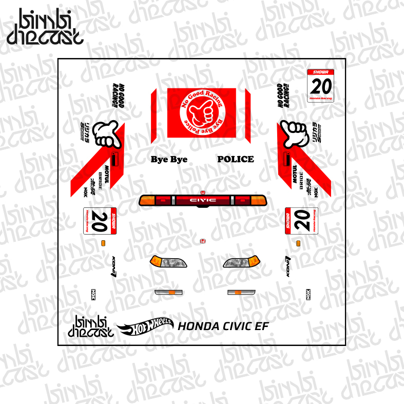 Jual Decal Hotwheels Honda Civic EF Bye Bye Police Transparan | Shopee ...