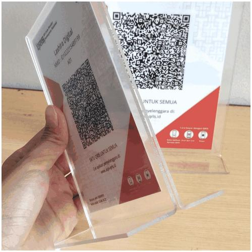 Jual Paket Cetak Qris dan Stand Akrilik model T | Shopee Indonesia
