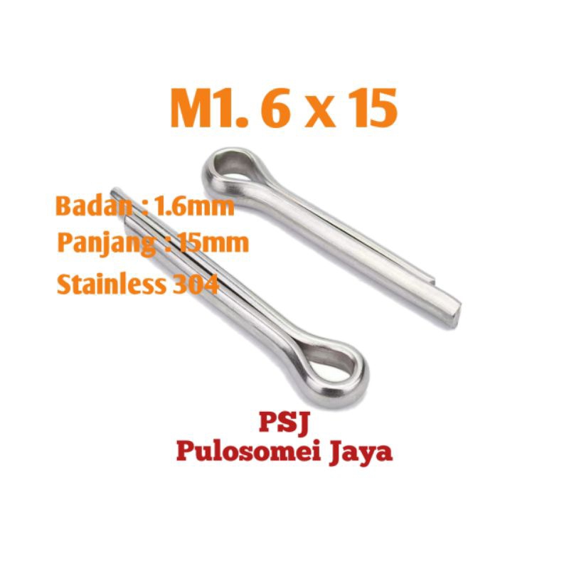 Jual Spipen M1. 6 x 15 mm / Cotter Pin / Split Pin Stainless 304 ...