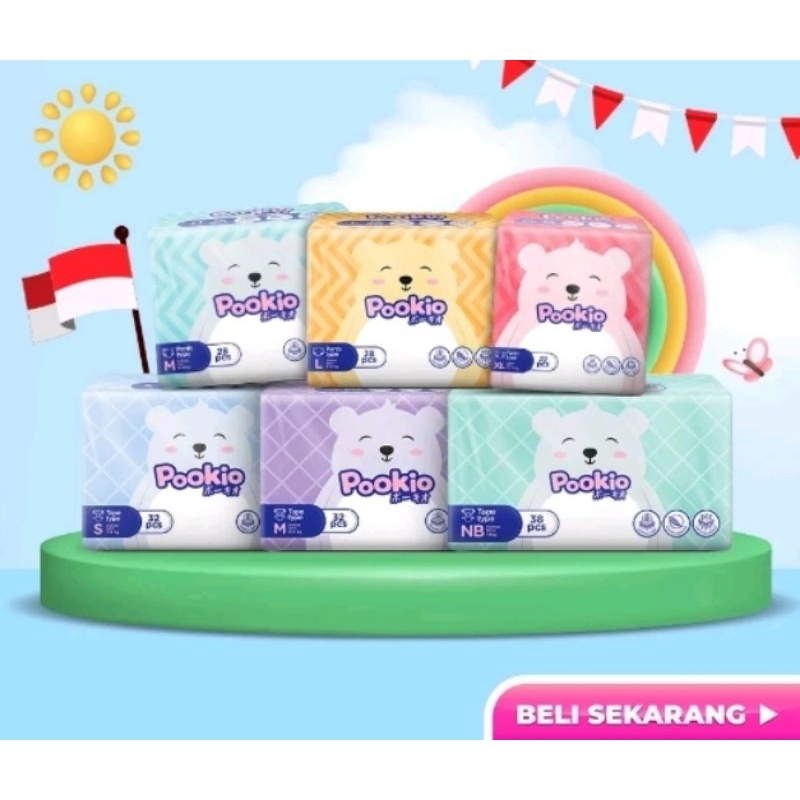 Jual POOKIO || diapers Bayi Anak Balita TAPE PEREKAT NEW BORN NB 38 / S ...