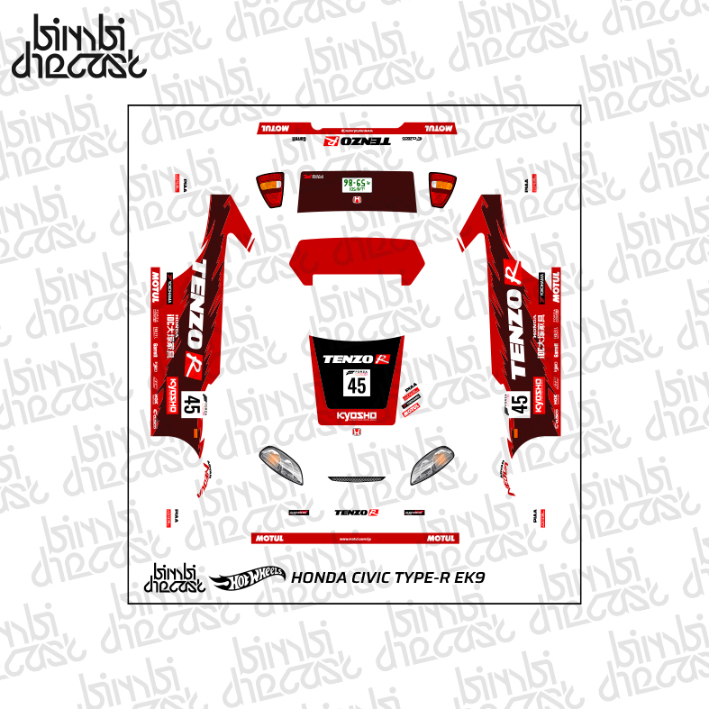 Jual Decal Hotwheels Honda Civic Type-R EK9 Tenzo R Transparan | Shopee ...